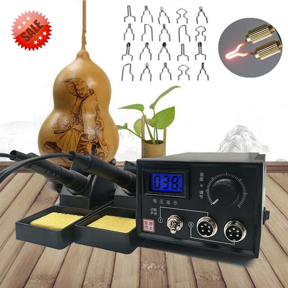 CJC 60W Professional Wood Burning Kit Burners Tool Dual Pen Pyrography ...
