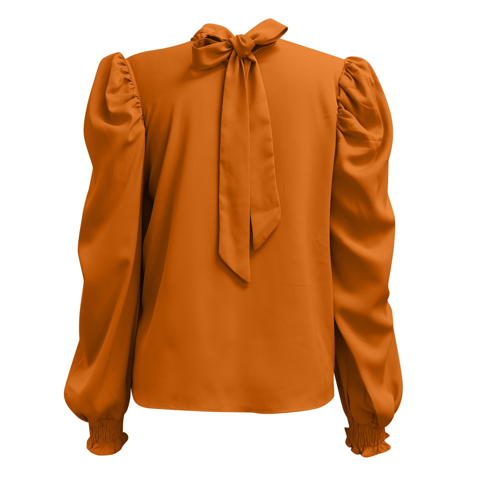 Fall Orange Evening Top | Short Sleeve Flowy Blouse with Bow | Women's ...