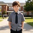 Ashyfjp Uniform Tops for Boys Casual Solid Color Short Sleeve Pocket ...