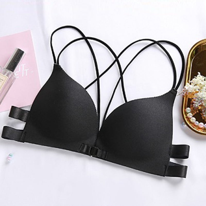 Front Closure Women Bras Padded Wire Free Strappy Super Push Up ...