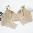 Amidoa Large Bust Womens Bras Beige Underwire Push-up Solid Seamless ...