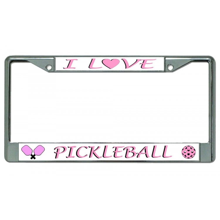 Click here for License Plates Online I Love Pickleball Chrome Lic... prices