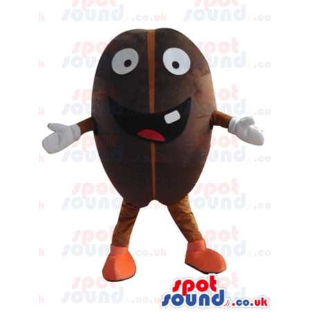 Brown nut with round eyes- brown arms and legs- white hands and orange ...