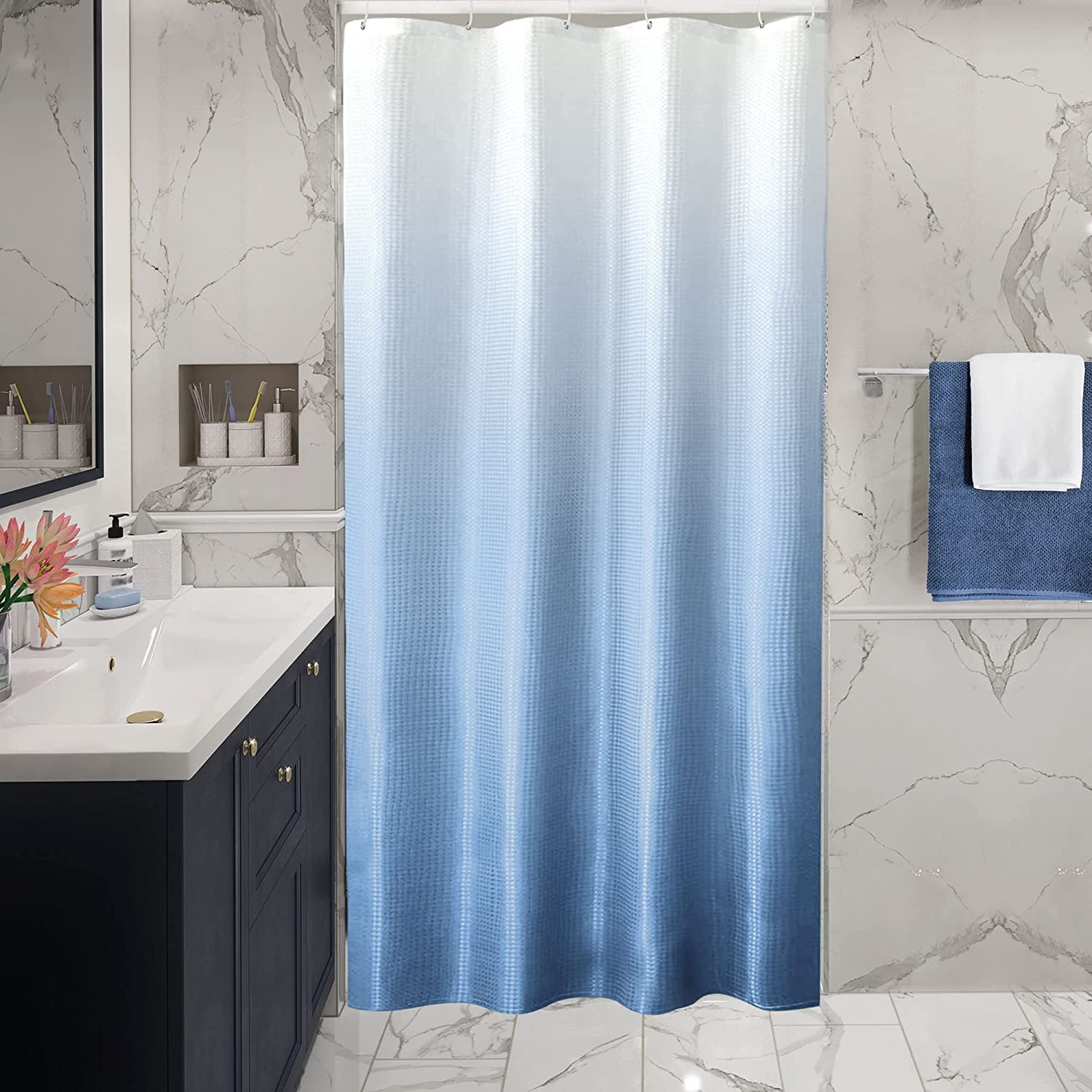Small Stall Shower Curtain 36 x 72, Narrow Blue Ombre Shower Curtain ...