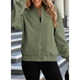 Eytino Jacket Women Bomber Jacket Full Zip Casual Long Sleeve Loose ...