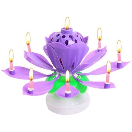 Birthday Cake Flower Candles with Happy Birthday Music Rotating Setup ...