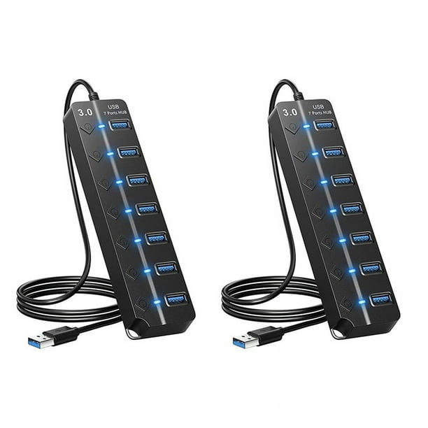 Concentrador USB 2X de 7 puertos, divisor, adaptador USB 3.0 multiconcentrador, varios puertos ...