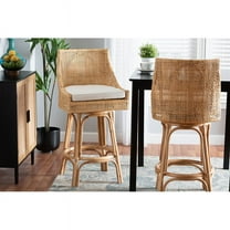 Baxton Studio Bella Boho Bar Stools, Woven Upholstered, Natural Brown ...