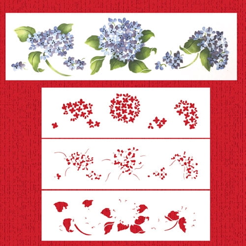 Multi-layer Painted Hydrangeas Cake Stencil by Designer Stencils ...
