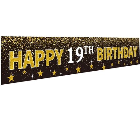 Ushinemi Happy 19th Birthday Banner Party Decorations, 19 Years Old ...