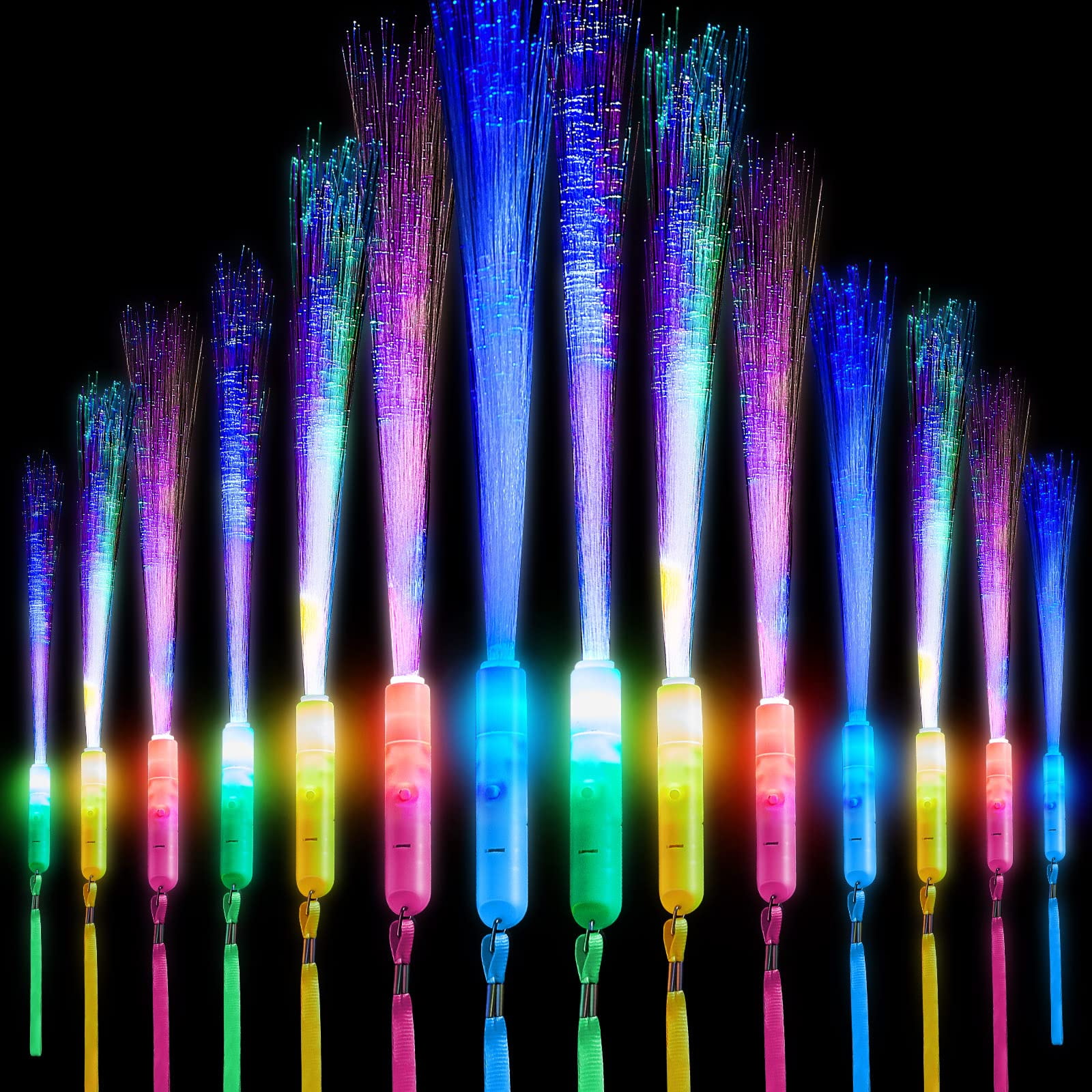 Varitas luminosas de fibra óptica Lewtemi con iluminación LED, paquete ...