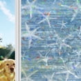 Blue Coastal Starfish Window Privacy Film Summer Beach Ocean Vintage ...