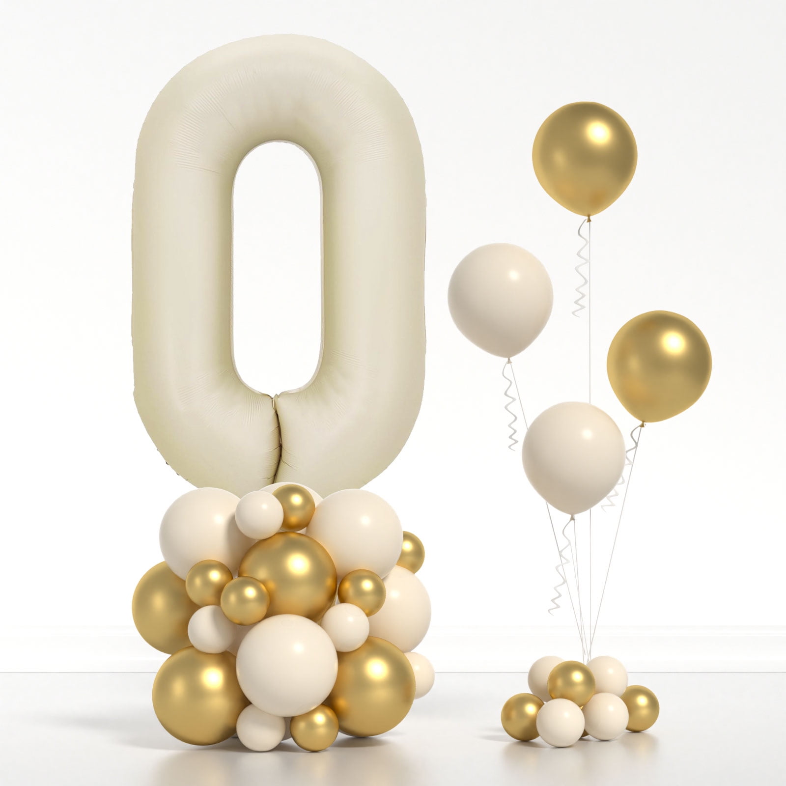 Honinda 40 Inch Large Size Number 0 Balloons Set with White Sand ...