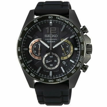 Seiko Men's Watch SSB415P1, Chronograph Quartz, Black Dial, 43mm Case ...