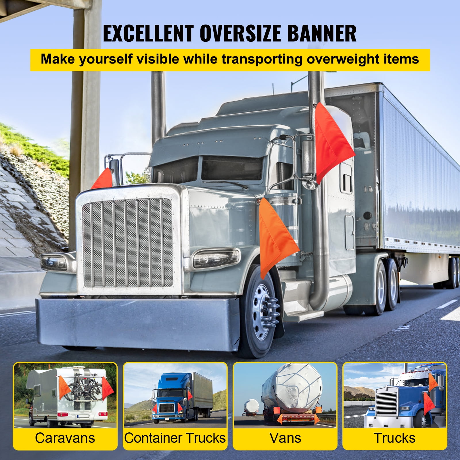 Buy VEVOR Oversized Load Banner, Oversize Banner with 18 inch x 18 inch ...