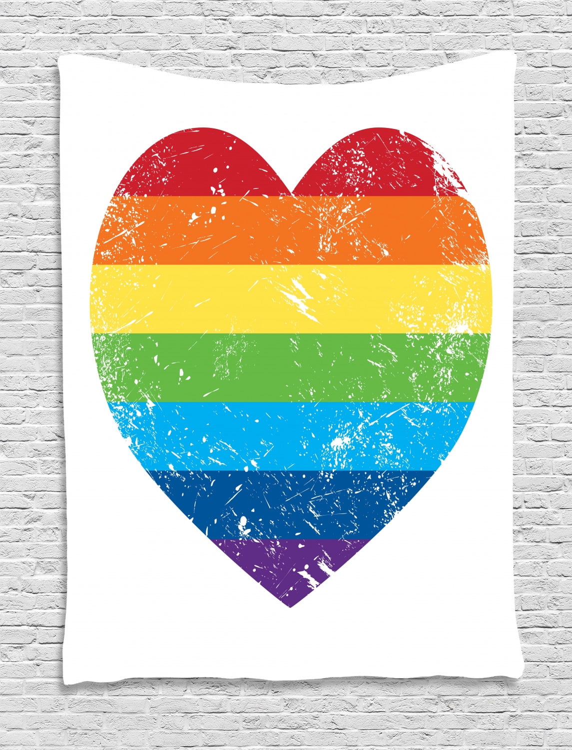 Vintage Rainbow Tapestry Heart Shape With Lgbt Flag Design Gay Pride