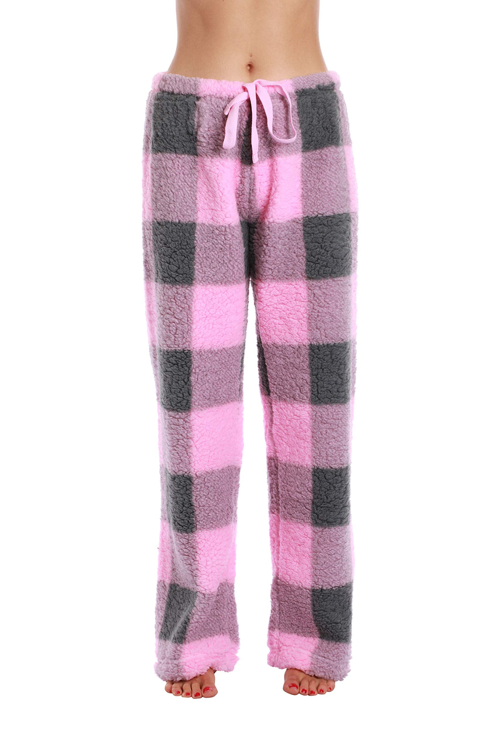 Just Love Fleece Pajama Pants for Women Sleepwear PJs (Big Plaid - Pink ...