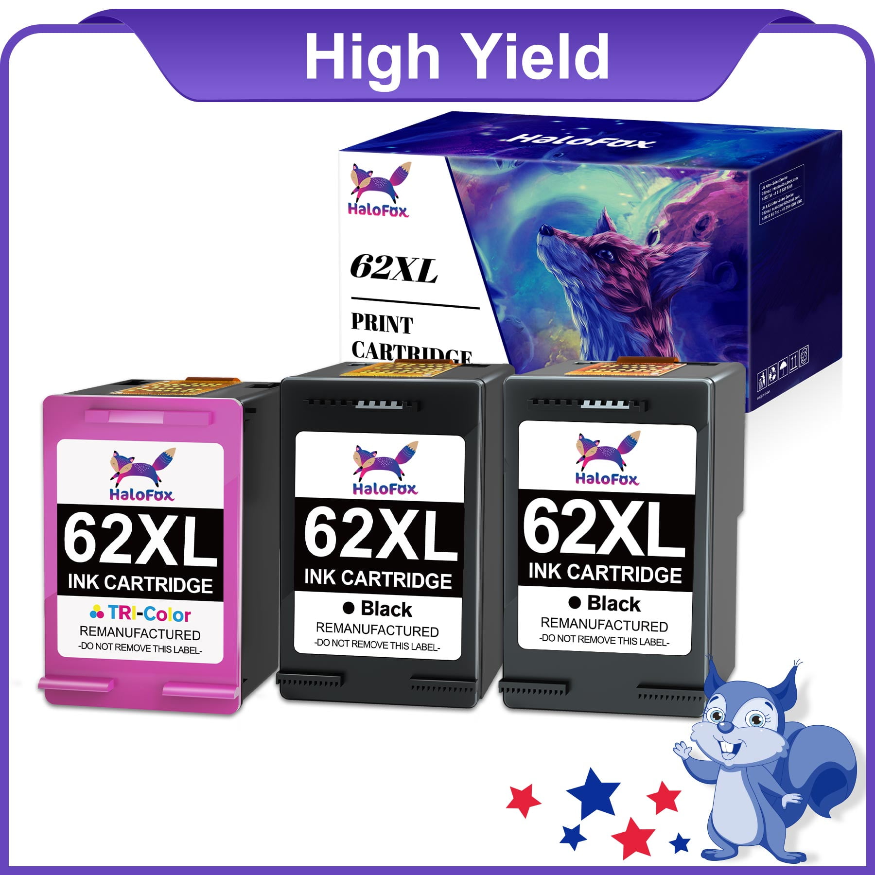 62XL 62 XL Ink Cartridge for HP 62 Ink Black and Color Work for Envy 5540 5640 5660 7644 7645 ...