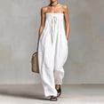 BVnarty Women Strapless Drawstring Waist Wide Leg Jumpsuit, Tube Top ...