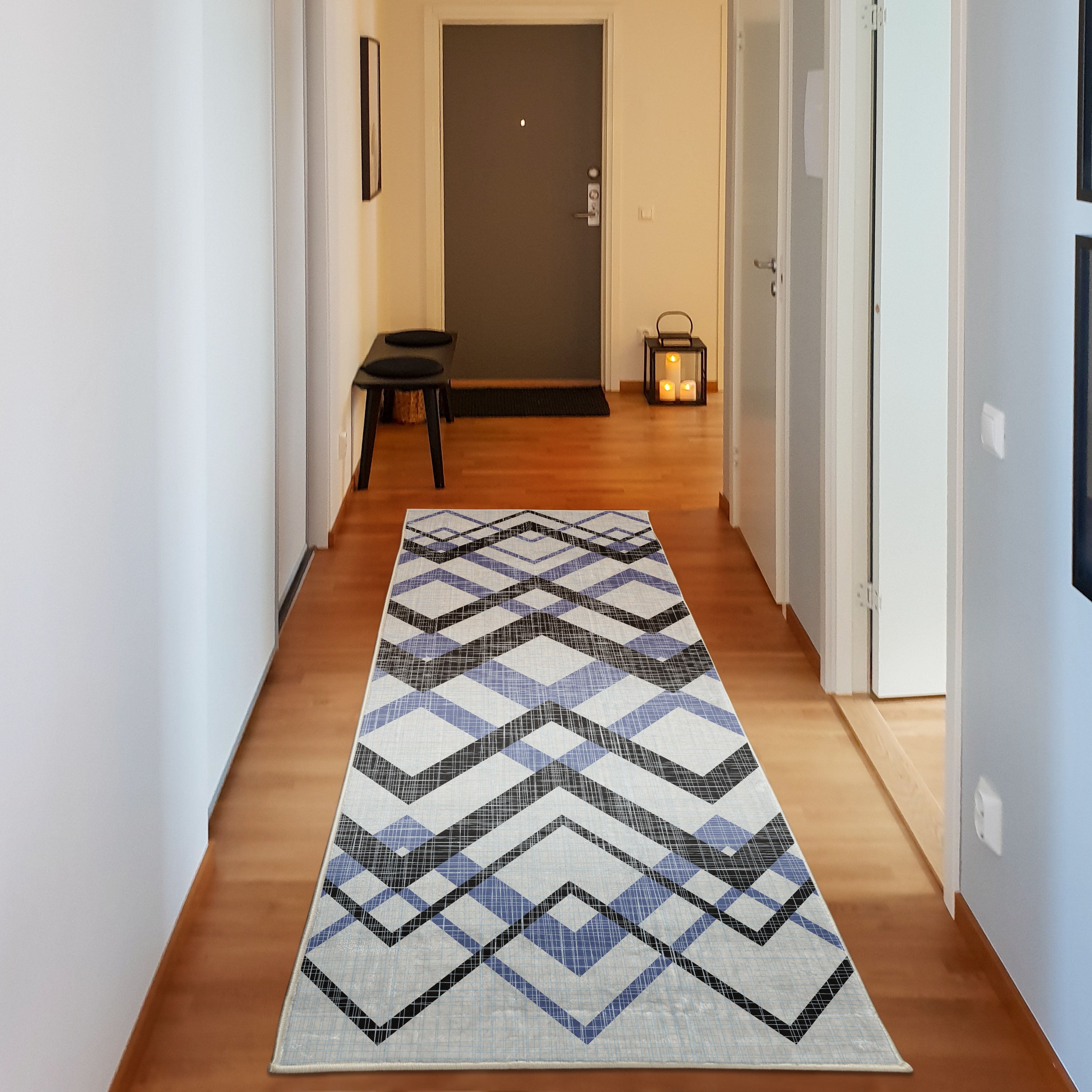 Chevron Decorative Rug, Vintage Overlapping Zigzag Lines Thin and Thick ...