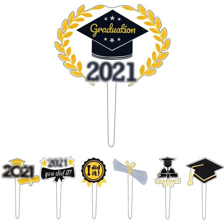 7 Pieces 2021 Graduation Acrylic Cake Topper Congrats Cupcake Toppers ...