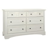 Farmhouse Basics Bedroom Wooden 6 Drawer Dresser in Rustic White Finish ...