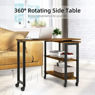 Shininglove 360° Rotatable Sofa Side Table, Natural Style Mobile End ...