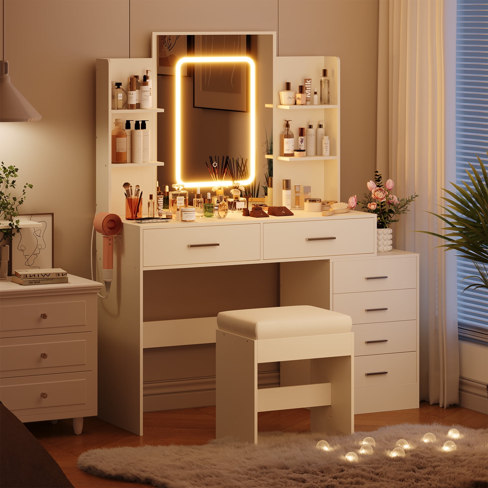 Click here for Joankaren Makeup Vanity Desk With Lighted Mirror -... prices