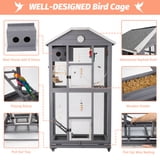 Gowoodhut Outdoor Bird Cage Large, Wooden Flight Aviary with Perches ...