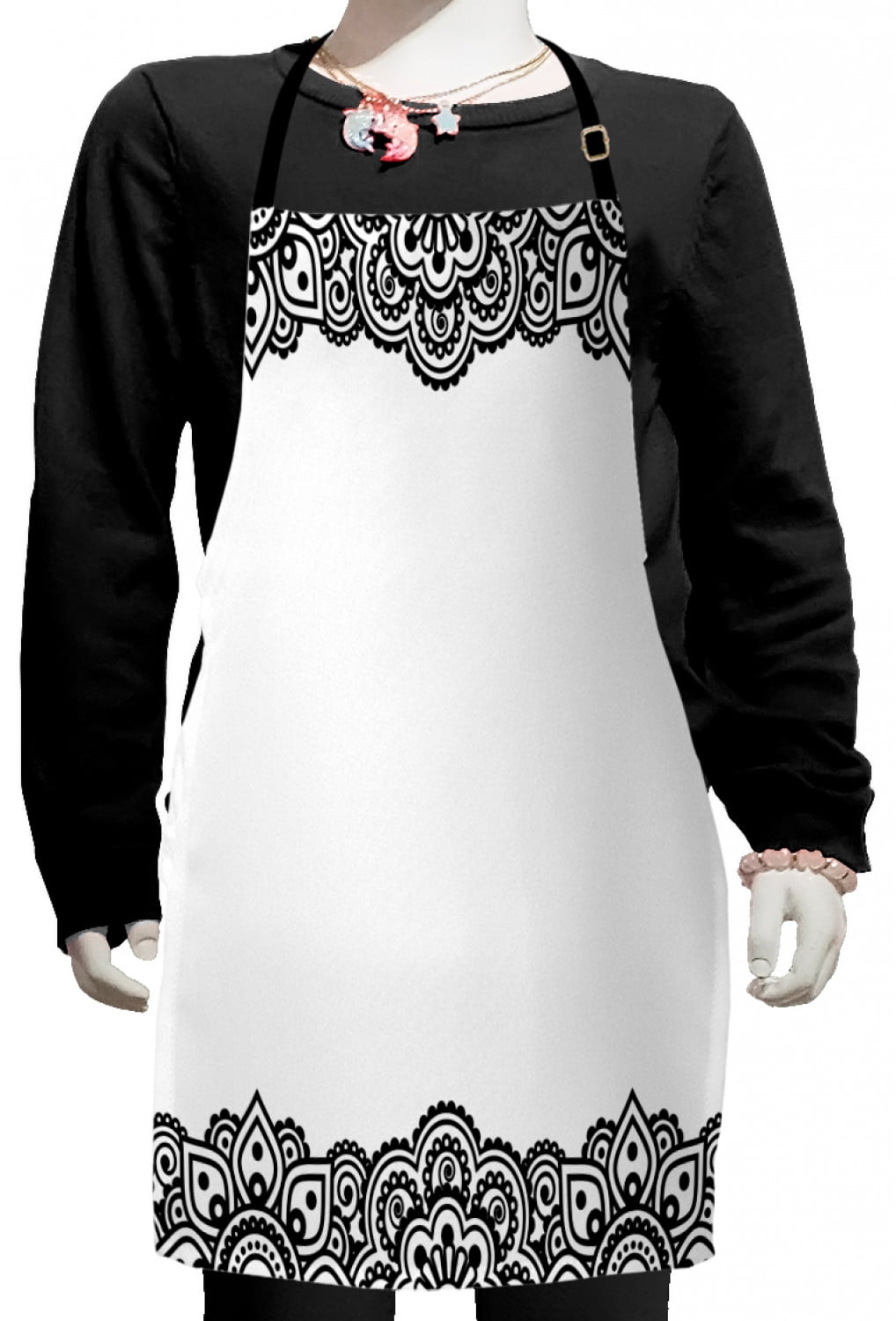 Abstract Kids Apron, Damask Inspired Border Design Folkloric Curls ...
