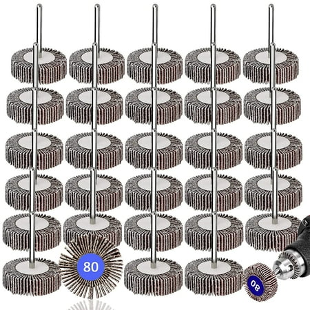 YERDGARY 30 Flap Wheels, 80 Grit Sandpaper Polishing Wheel 32mm For ...