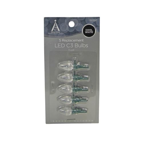 11223-88 Christmas Lights LED Replacement Bulb, C3, Cool White, 5-Pk ...