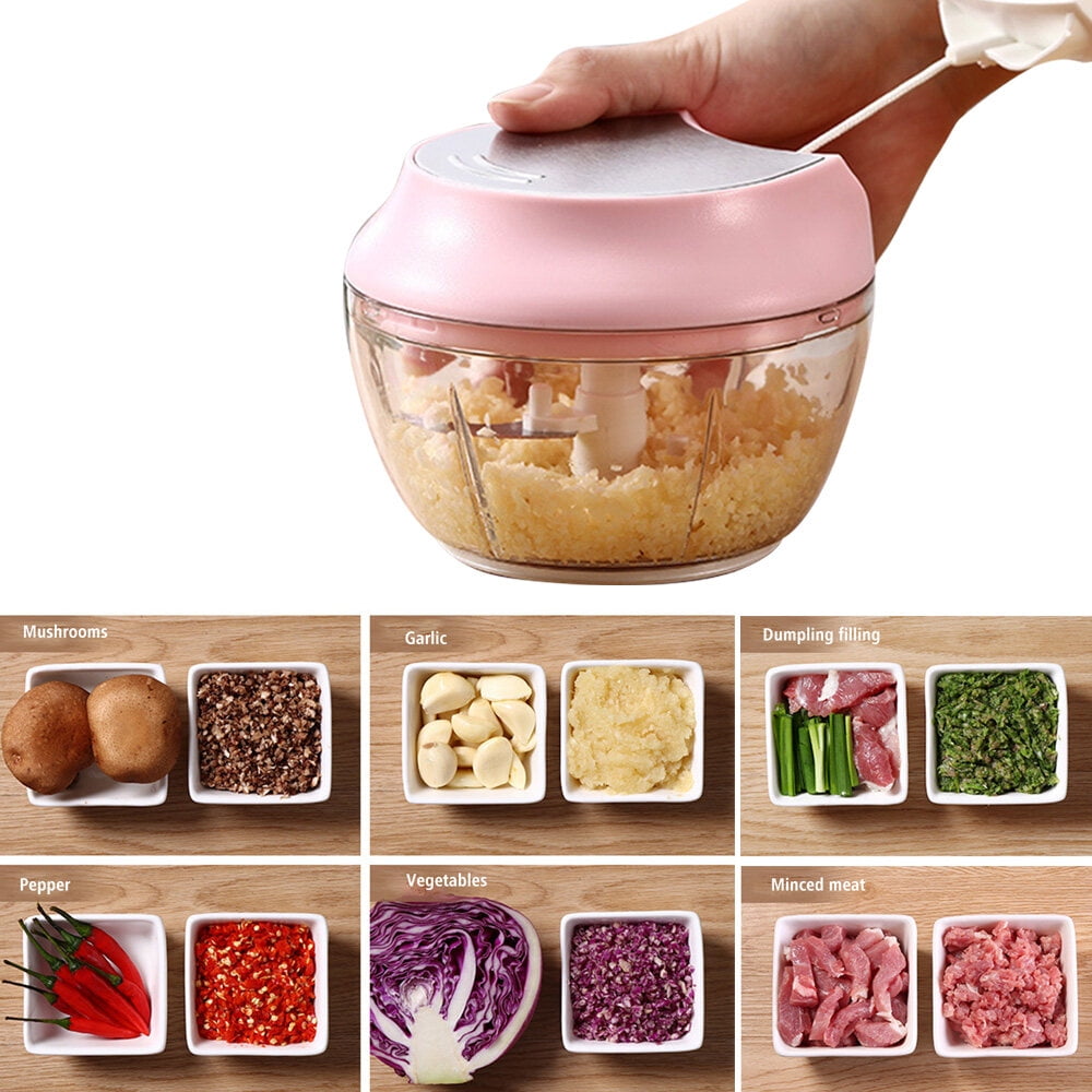 Lvcheng Manual Food Chopper Manual Garlic Chopper Garlic Mincer Hand Pull Cord Vegetable Processor For Onions Vegetables Fruits Nuts Herbs