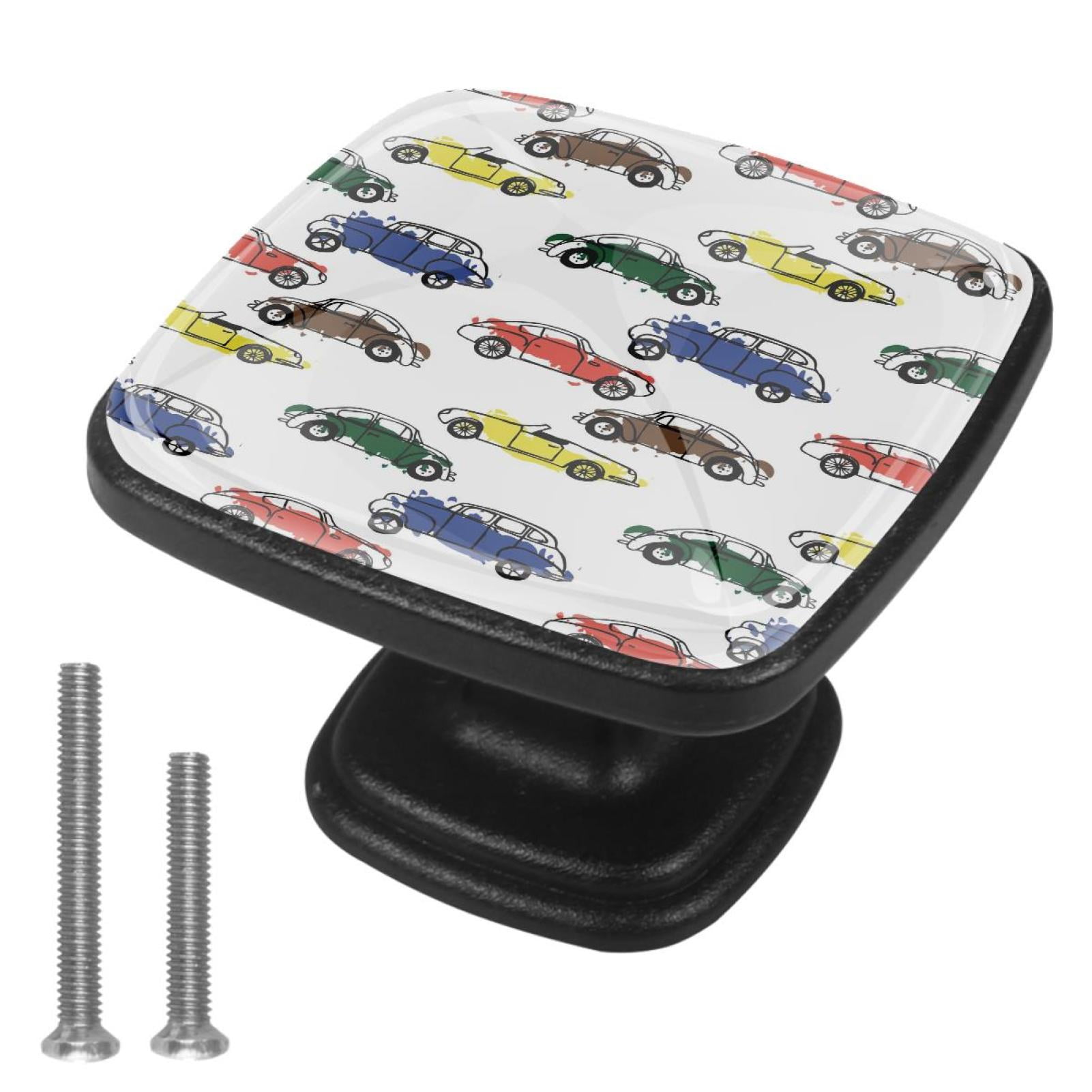 4 Pcs Cabinet Handle Drawer Pulls Cars Pattern Colorful Knobs with ...