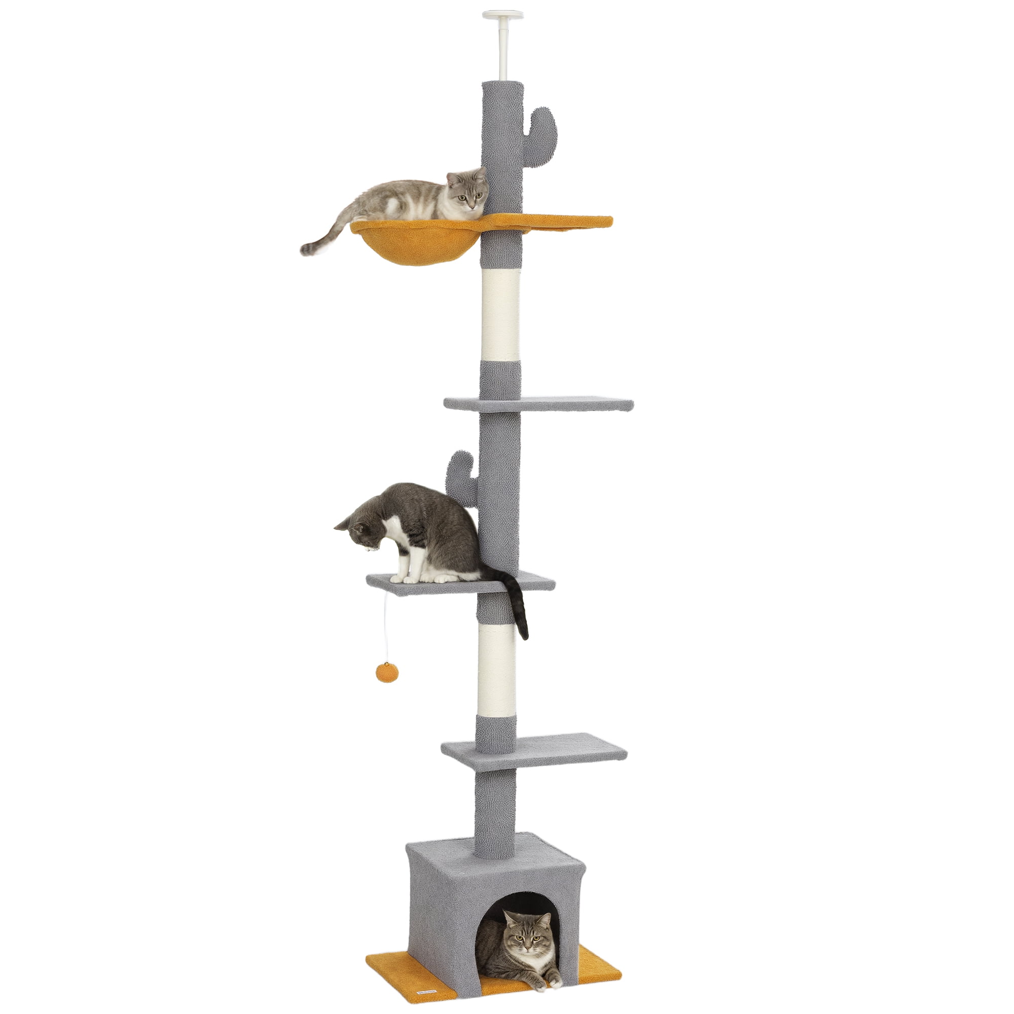 Click here for Pawhut Floor To Ceiling Cat Tree 90.5-108 Adjustab... prices