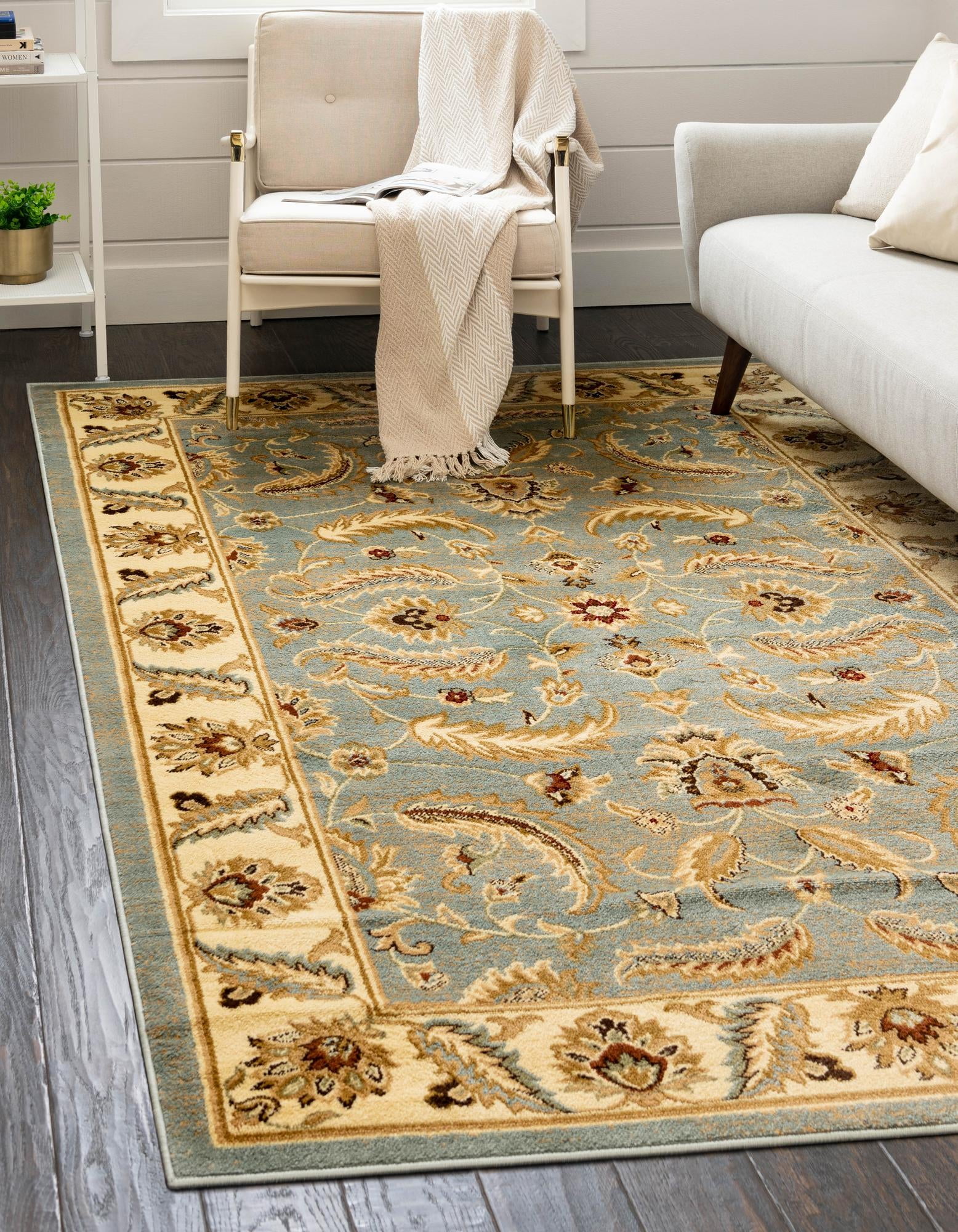 Rugs.com Aditi Collection Rug – 4' x 6' Light Blue Low Rug Perfect For ...