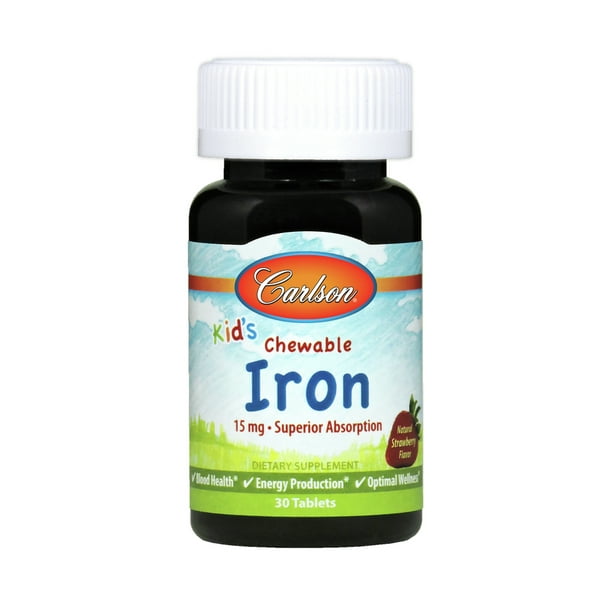Kid's Chewable Iron Carlson Laboratories 30 Chewable - Walmart.com ...