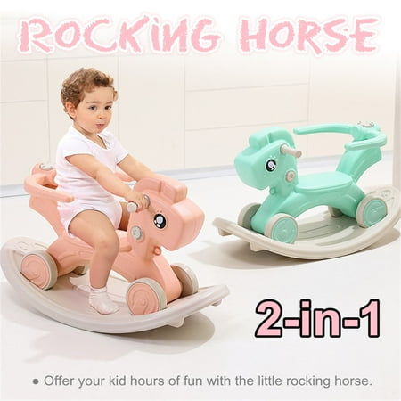 2-in-1 Toddlers Little Rocking Horse Ride-on Toy Baby Kids Rocker ...