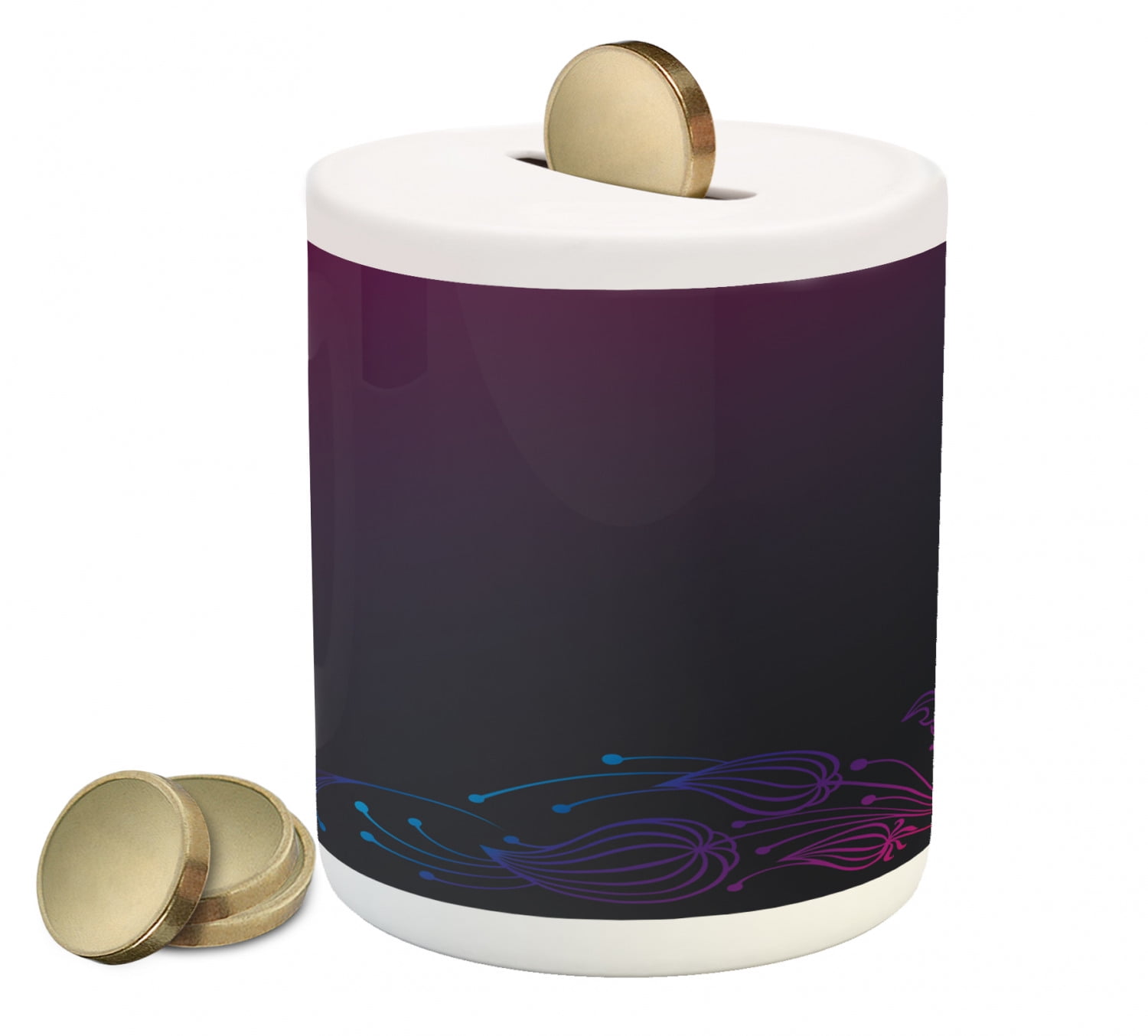 Indigo Piggy Bank, Rainbow Colored Image with Dark Black Purple Ombre ...
