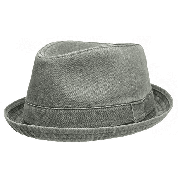 EP - Men's Distressed Fedora Hat Washed Cotton w/Pattern Lining ...