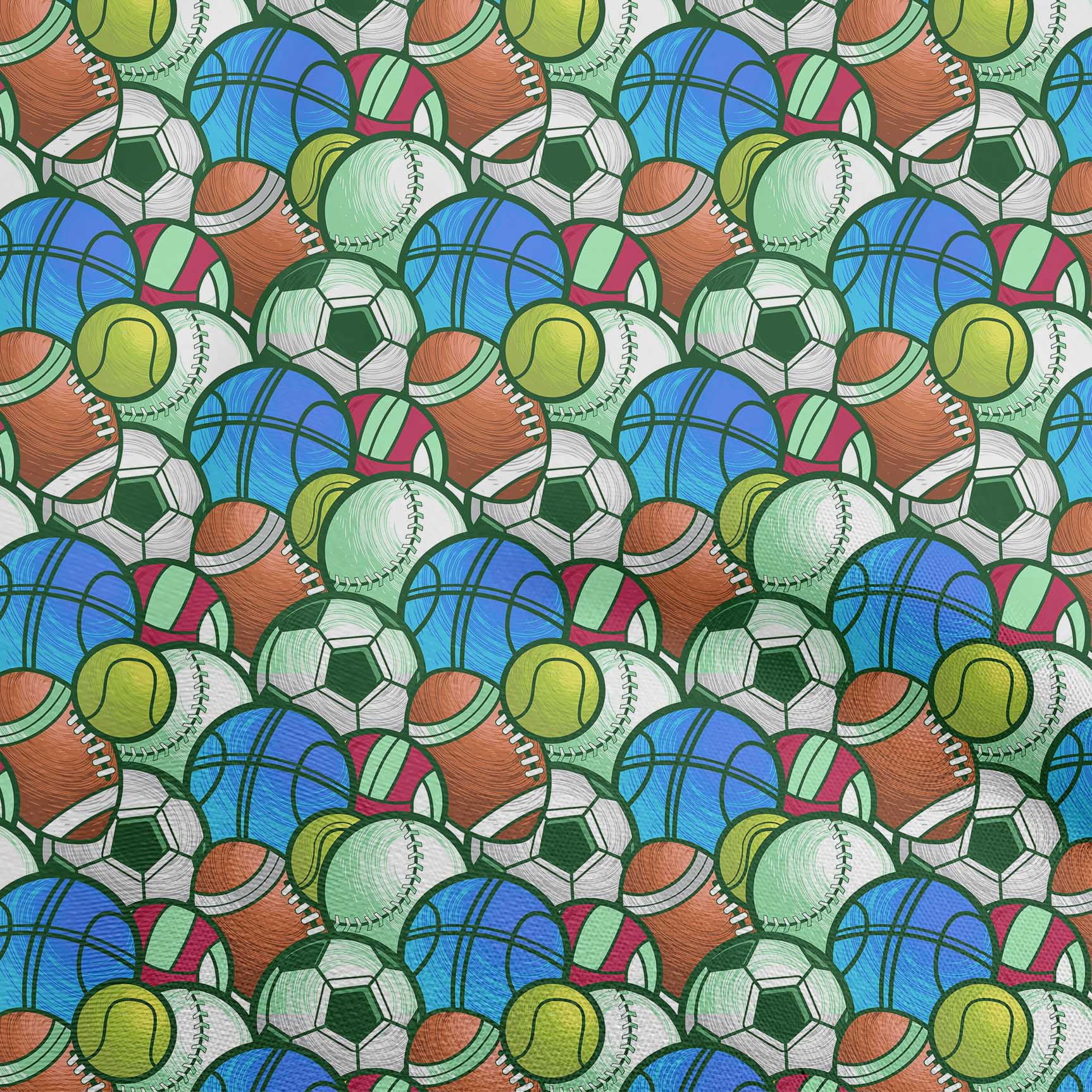 oneOone Silk Tabby Medium Blue Fabric Sports Basket & Football Fabric ...