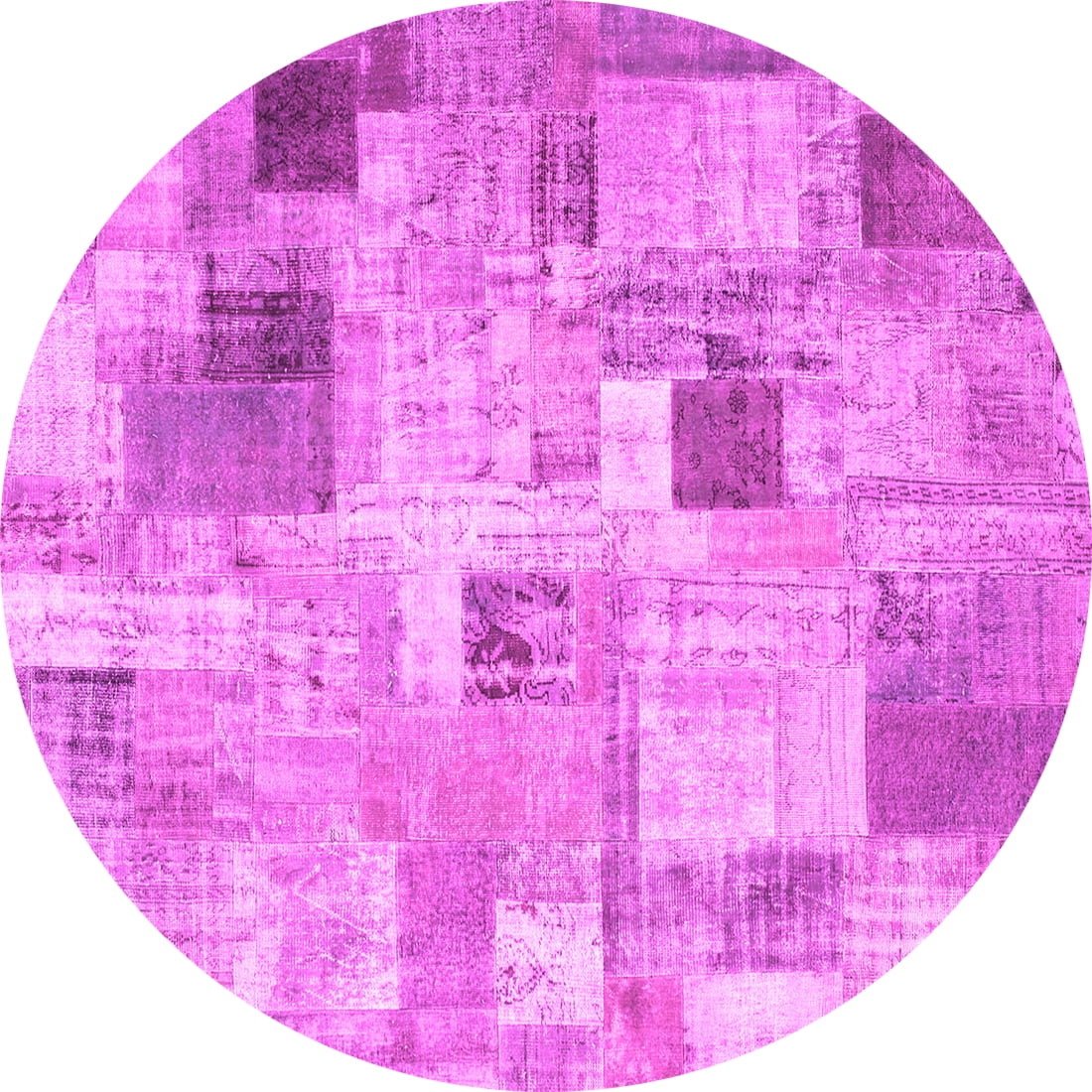Ahgly Company Indoor Round Patchwork Pink Transitional Area Rugs, 5 ...