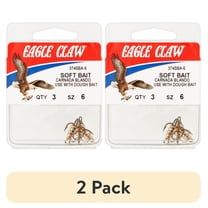 (2 pack) Eagle Claw 374SBAH-6 Soft Bait Size 6, 3 Treble Hook - Walmart.com