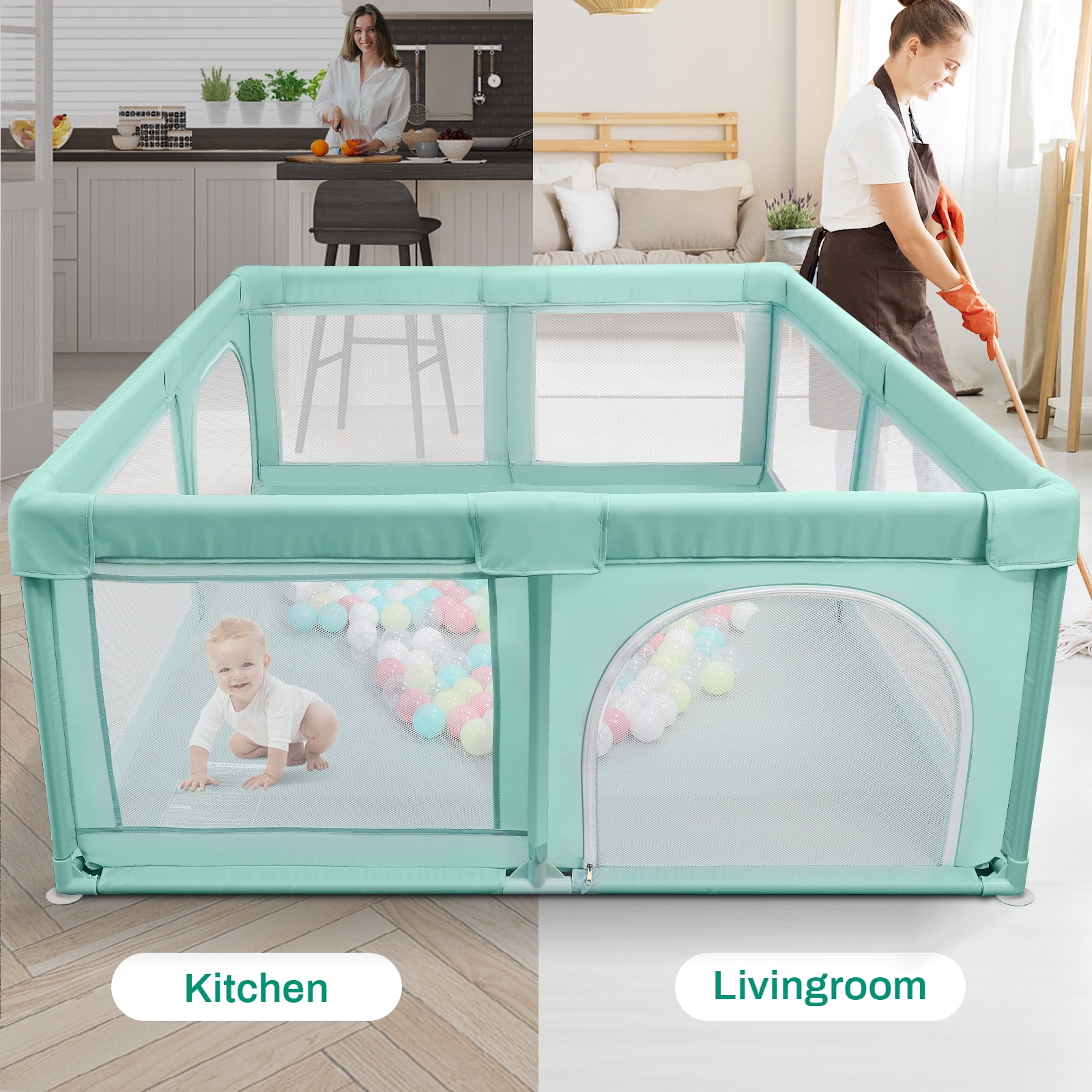 Buy Baby Playpen for Toddler ,Keenstone 81 x 61 inch Large Baby Playard,Indoor & Outdoor Kids ...