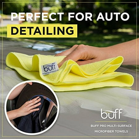 Buff Pro Multi-Surface Microfiber Towel - 12 Pack - Large 16"x16" -Gray ...
