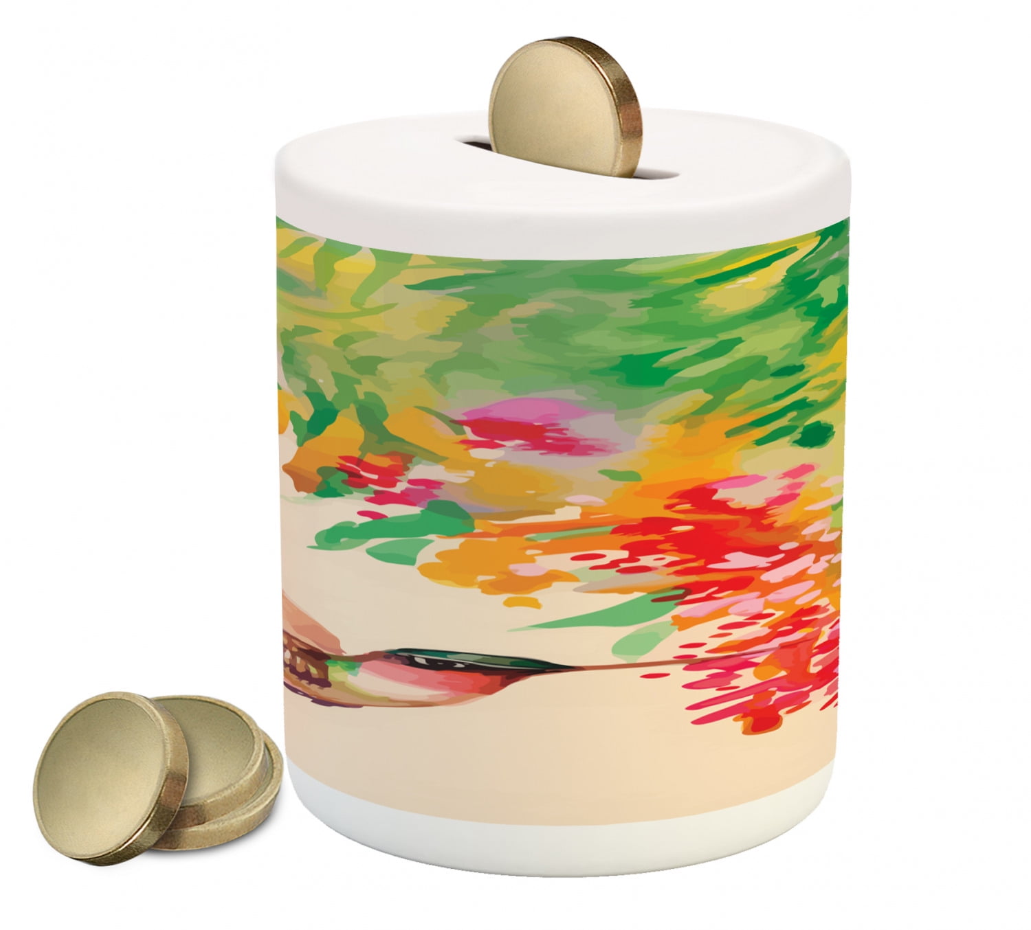 Hummingbird Piggy Bank, Image of Colibri Bird and Flowers Exotic Tree ...