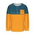 BiZtdJrK Color Block T Shirts for Women Button Up V Neck Long Sleeve ...
