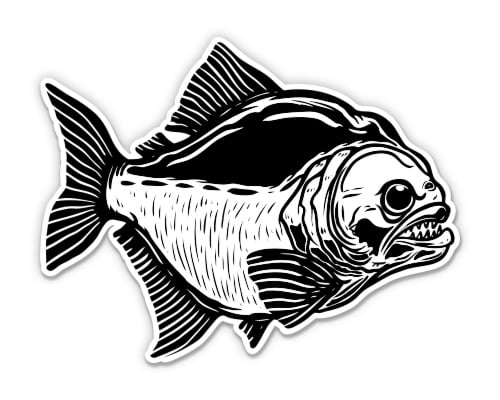 Piranha - 7" Vinyl Sticker - For Car Laptop I-Pad - Waterproof Decal ...