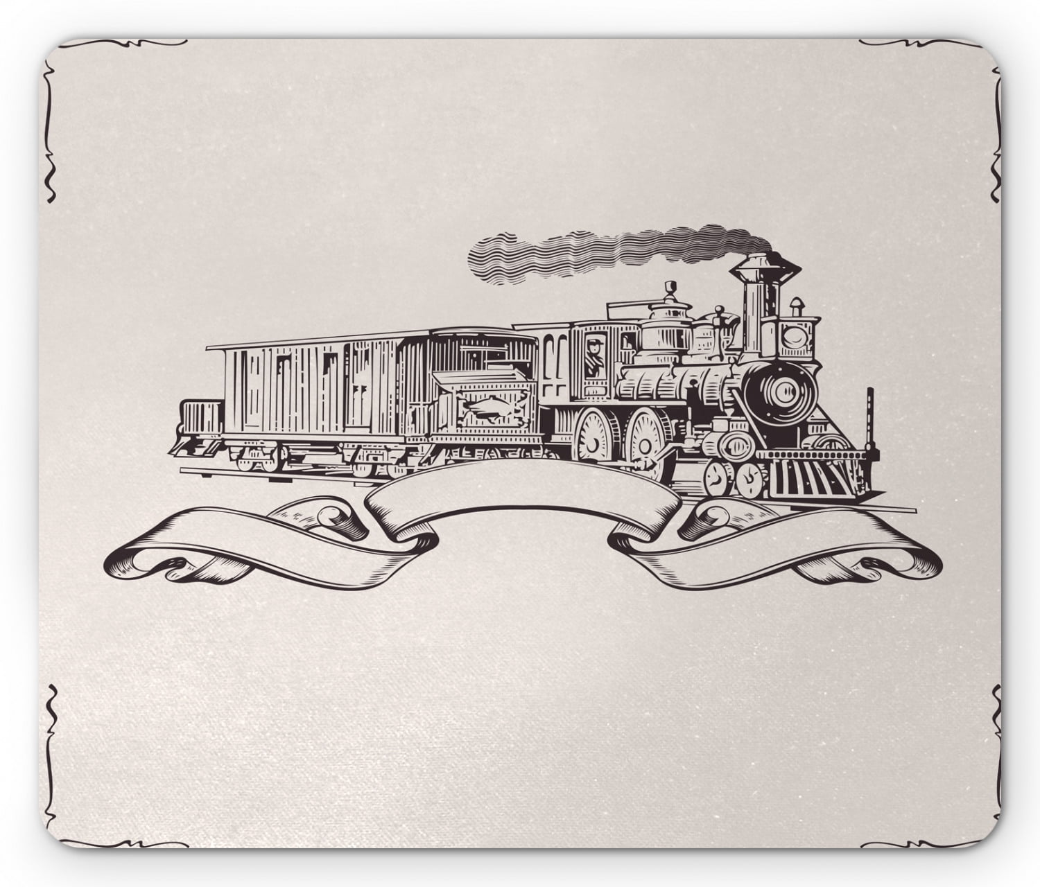 Vintage Mouse Pad, Old School Steam Locomotive with Banner on an Off ...