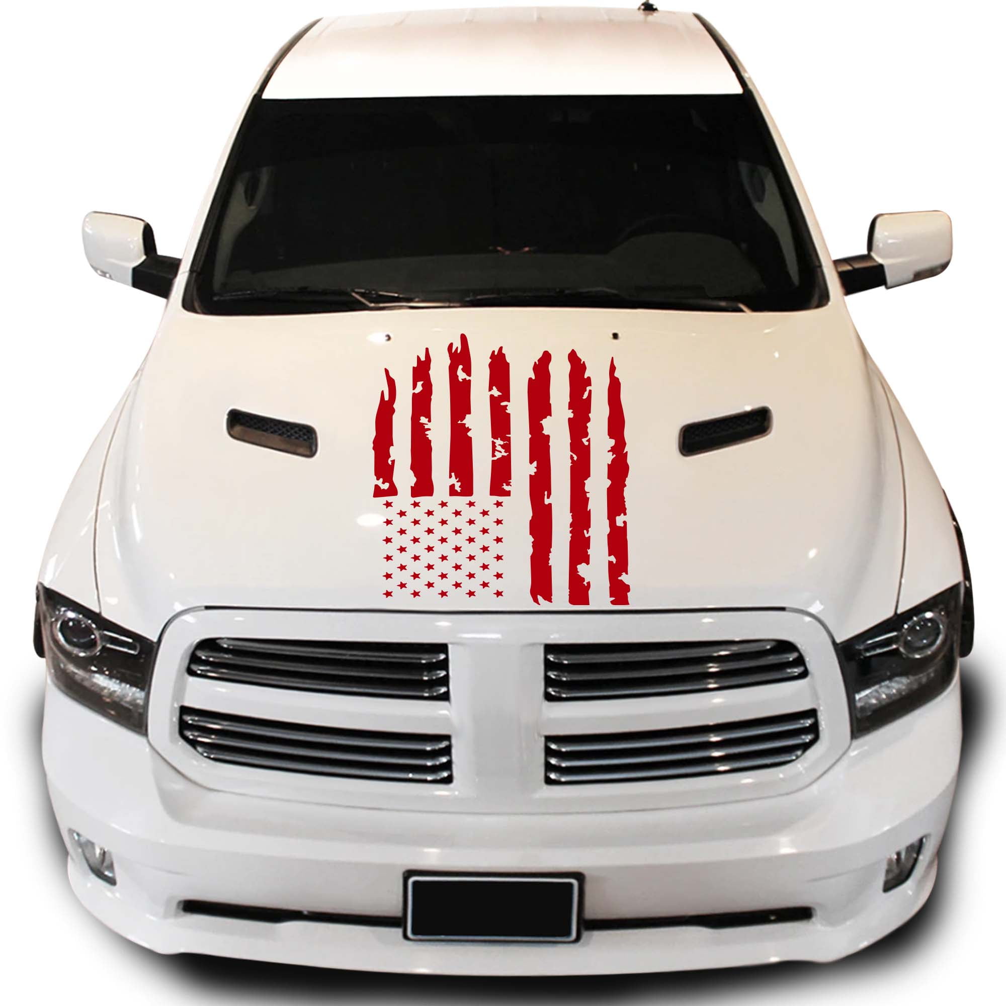 Distressed American USA US Flag Hood Vinyl Decal fits Most Pickup ...